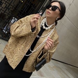 Zara | Jackets & Coats | Zara Gold Sequin Jacket S L Nwt | Poshmark